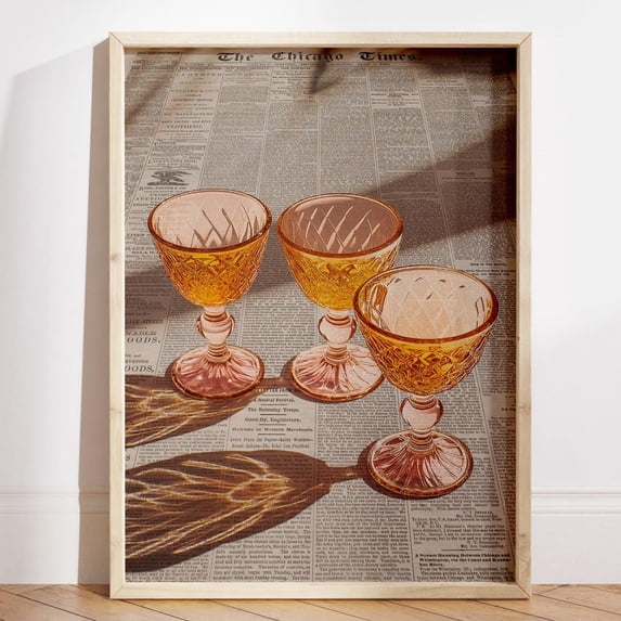 Amber Glasses Still Life Poster: Vintage Bar Cart Home Decor Office ...