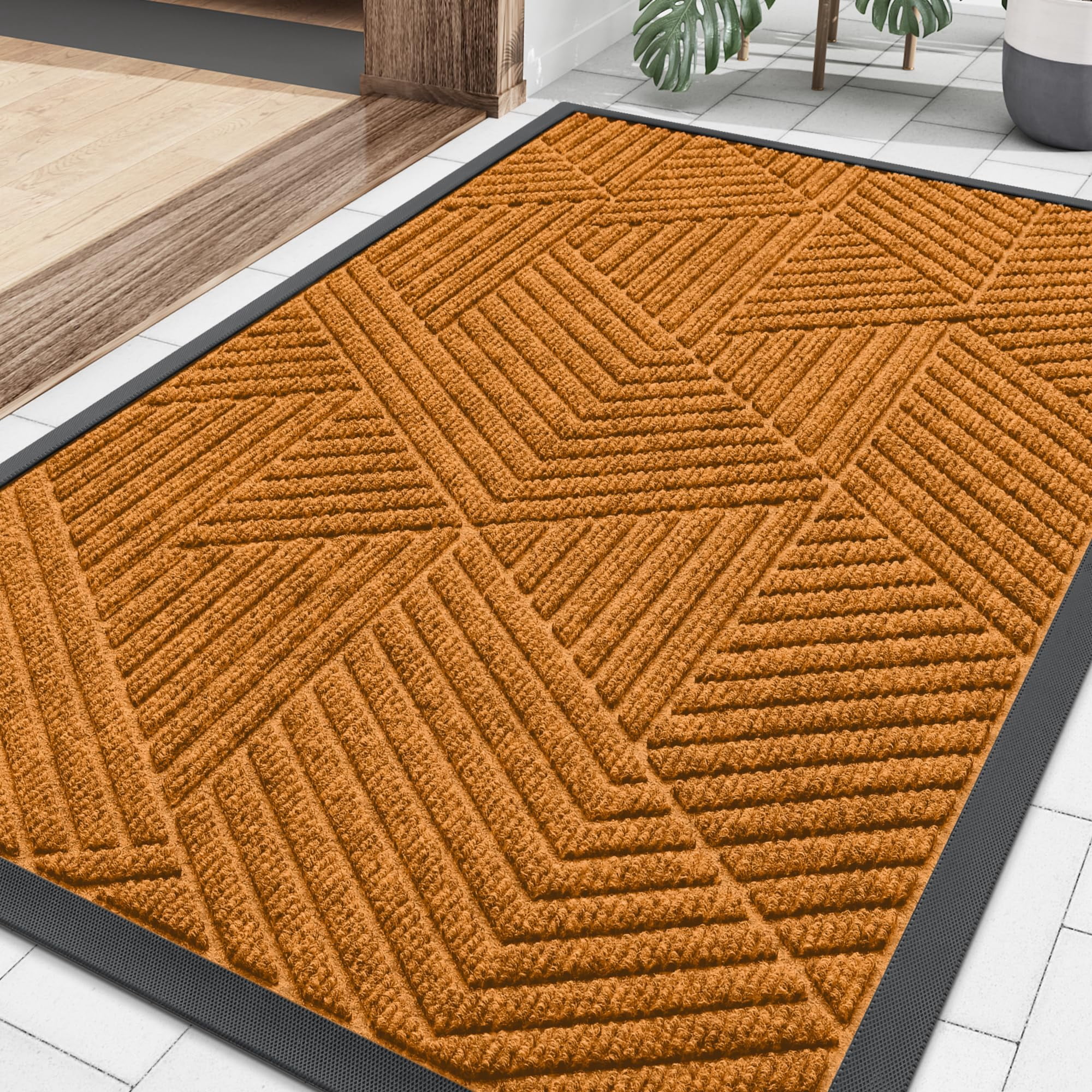 Amber Irregular Triangle Rectangular 35" X 23" Floor Mat Indoor Outdoor ...