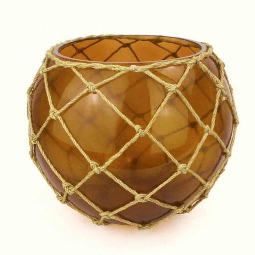 Amber Japanese Glass Fishing Float Bowl with Decorative Brown Fish ...