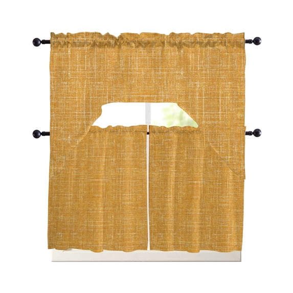 Amber Kitchen Curtains Set for Windows 3 Piece Cafe Curtains 36 Inch ...