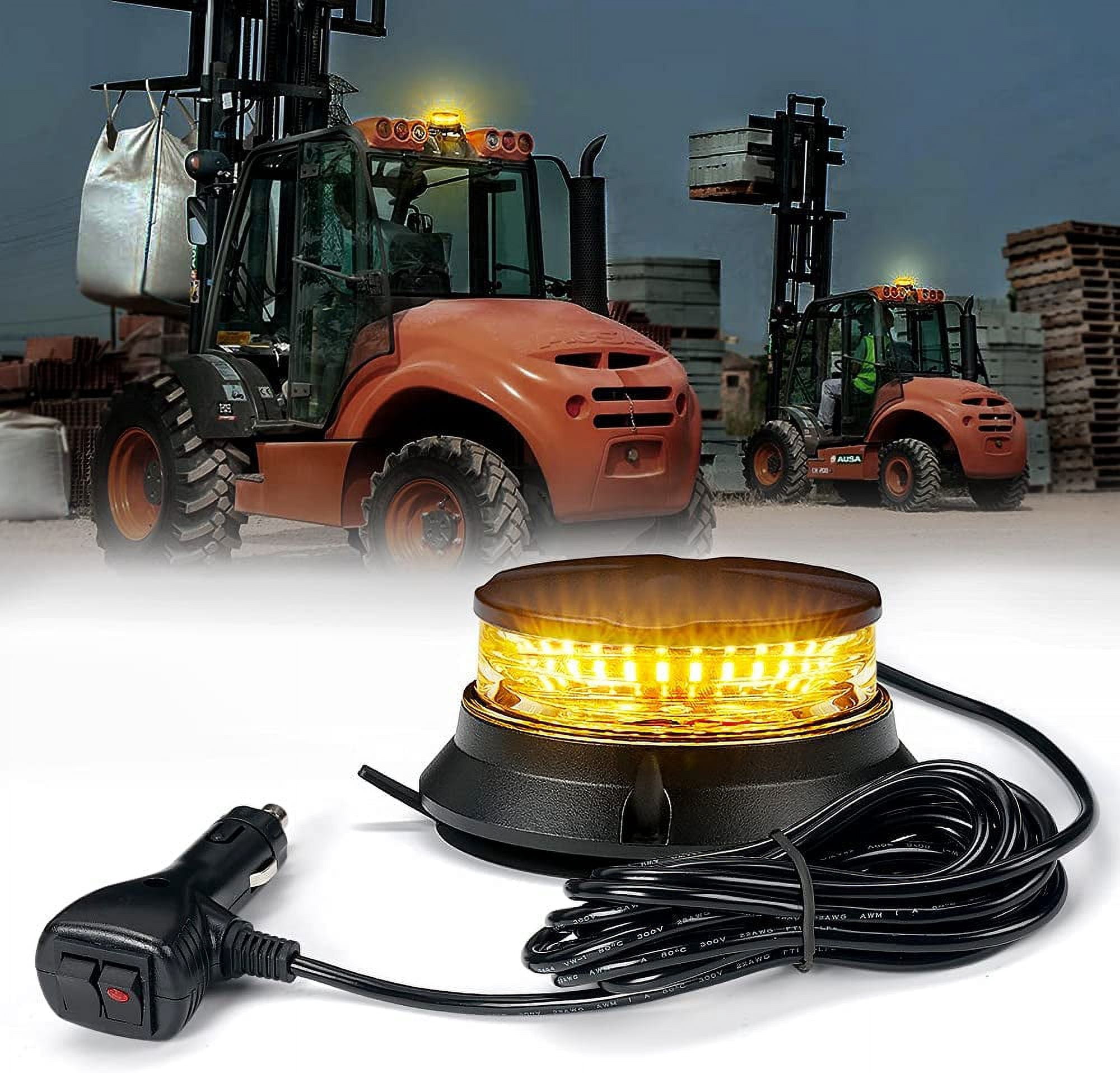 Amber LED Rotating Beacon Light, 4.5Inch Super Bright Forklift Rooftop ...