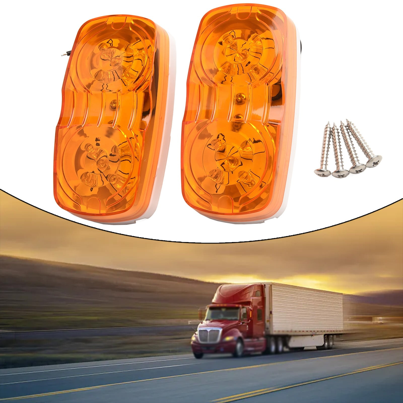 Amber LED Side Marker Lights for 12V 24V Trucks Trailers and Vans ...
