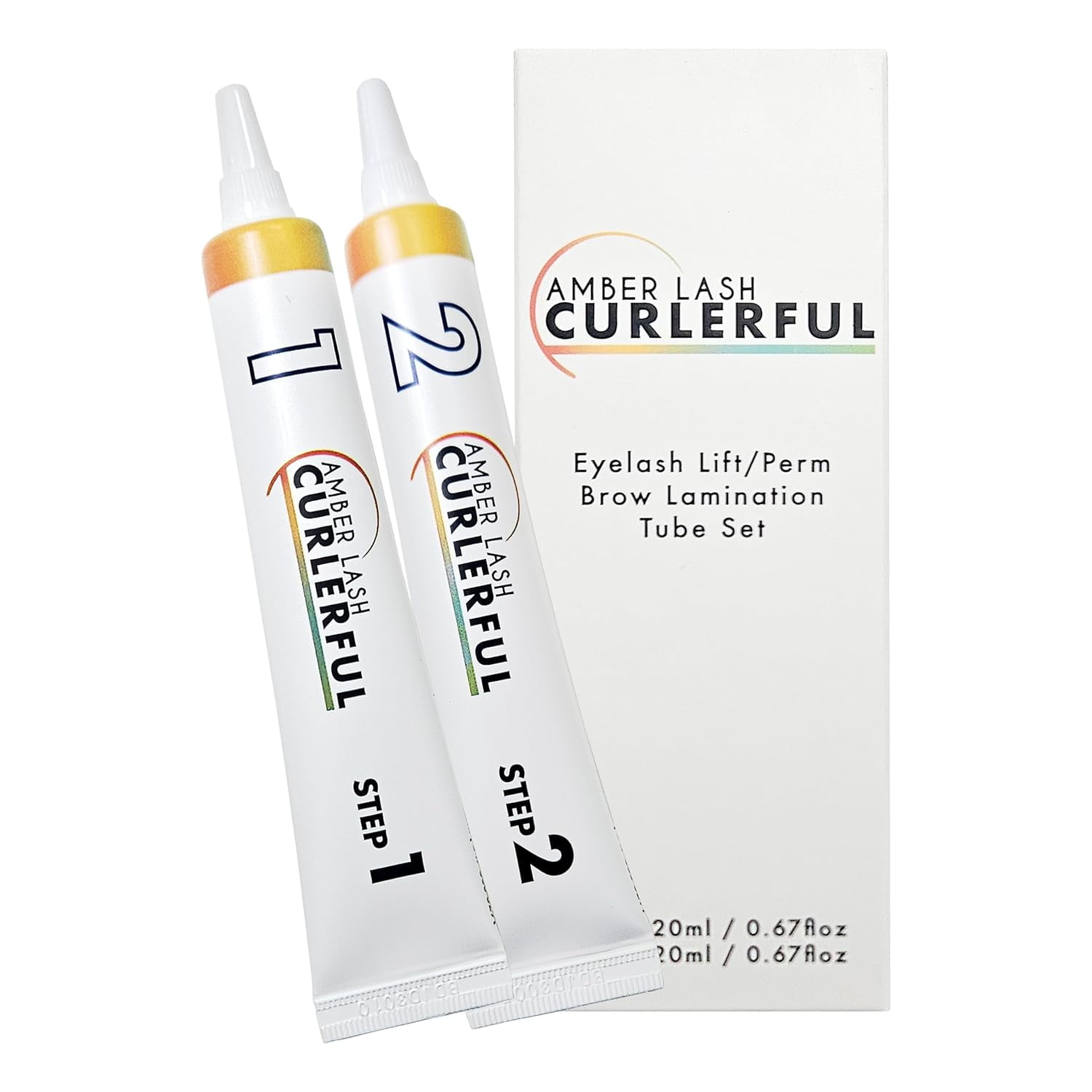 Amber Lash Curlerful, Eyelash Lift and Brow Lamination Tube Set [Step 1 & Step 2, 20 ml / 0.67 ...
