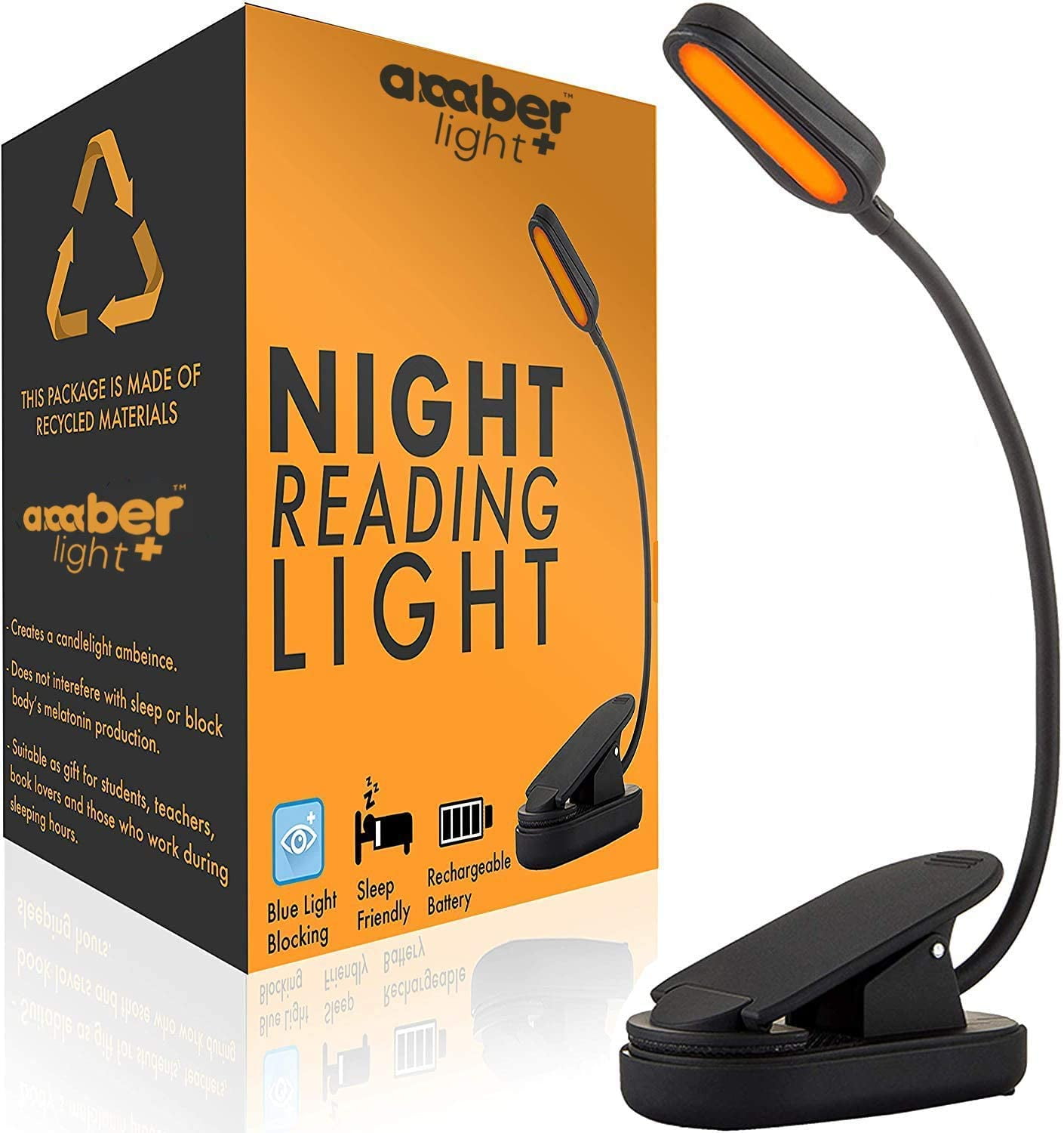 Amber Light + Giftable Amber Book Light - Blue Light Blocking - Night ...
