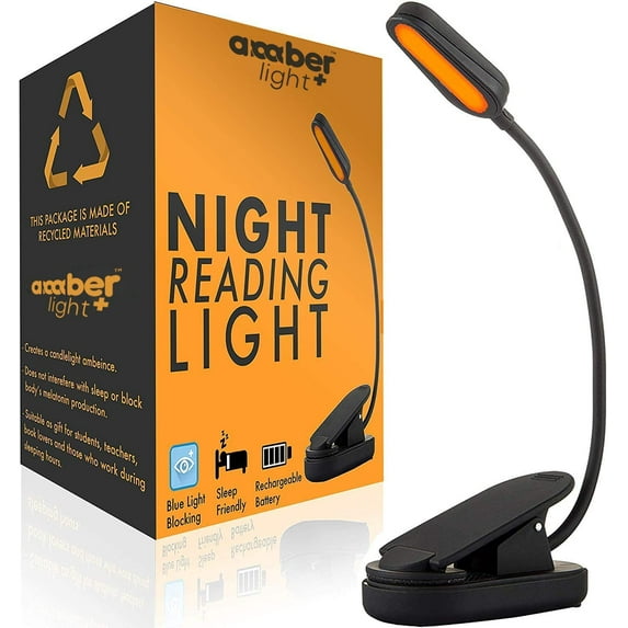 Amber Light + Giftable Amber Book Light - Blue Light Blocking - Night ...
