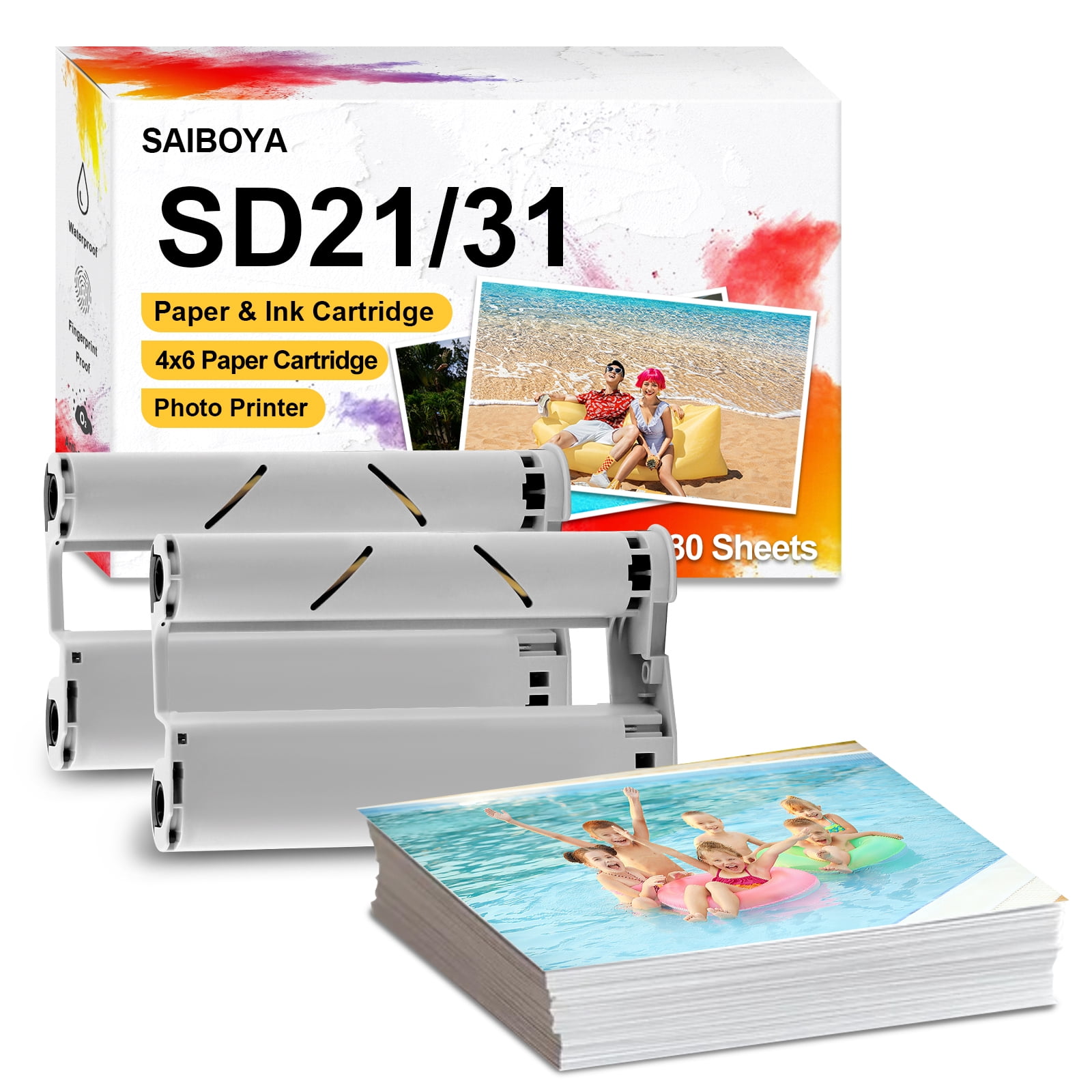 Amber M100/M200 4x6'' Photo Printer 80 Sheets & 2 Cartridges Refill Ink ...