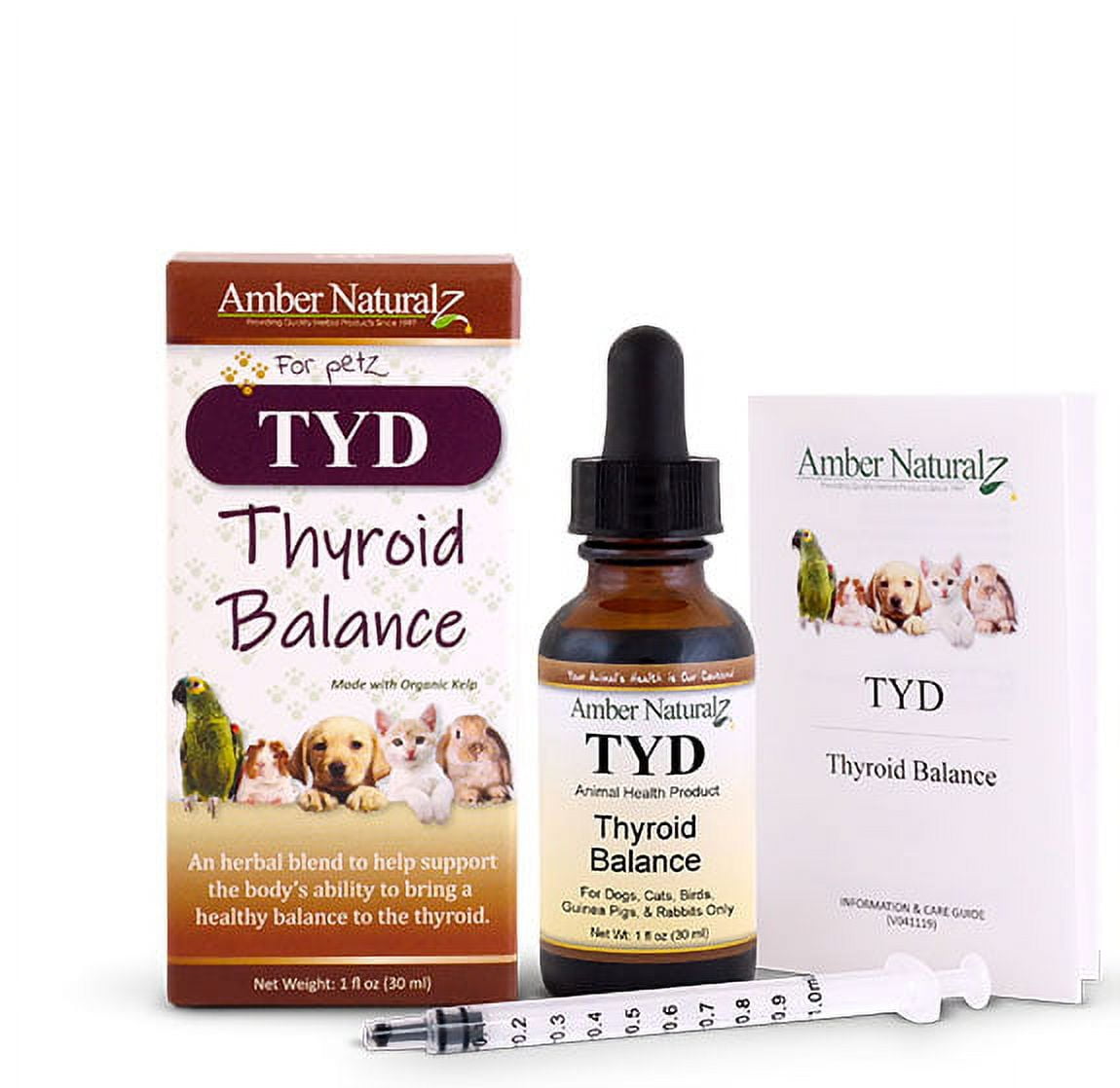 Amber NaturalZ TYD Thyroid Balance Herbal Supplement for Dogs, Cats ...