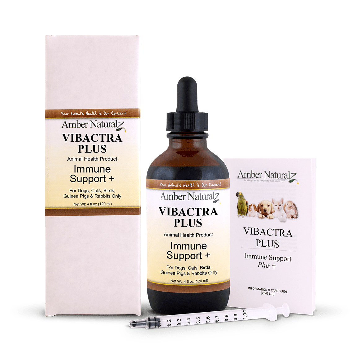 Amber NaturalZ Vibactra Plus Herbal Supplement for Dogs, Cats, Birds ...