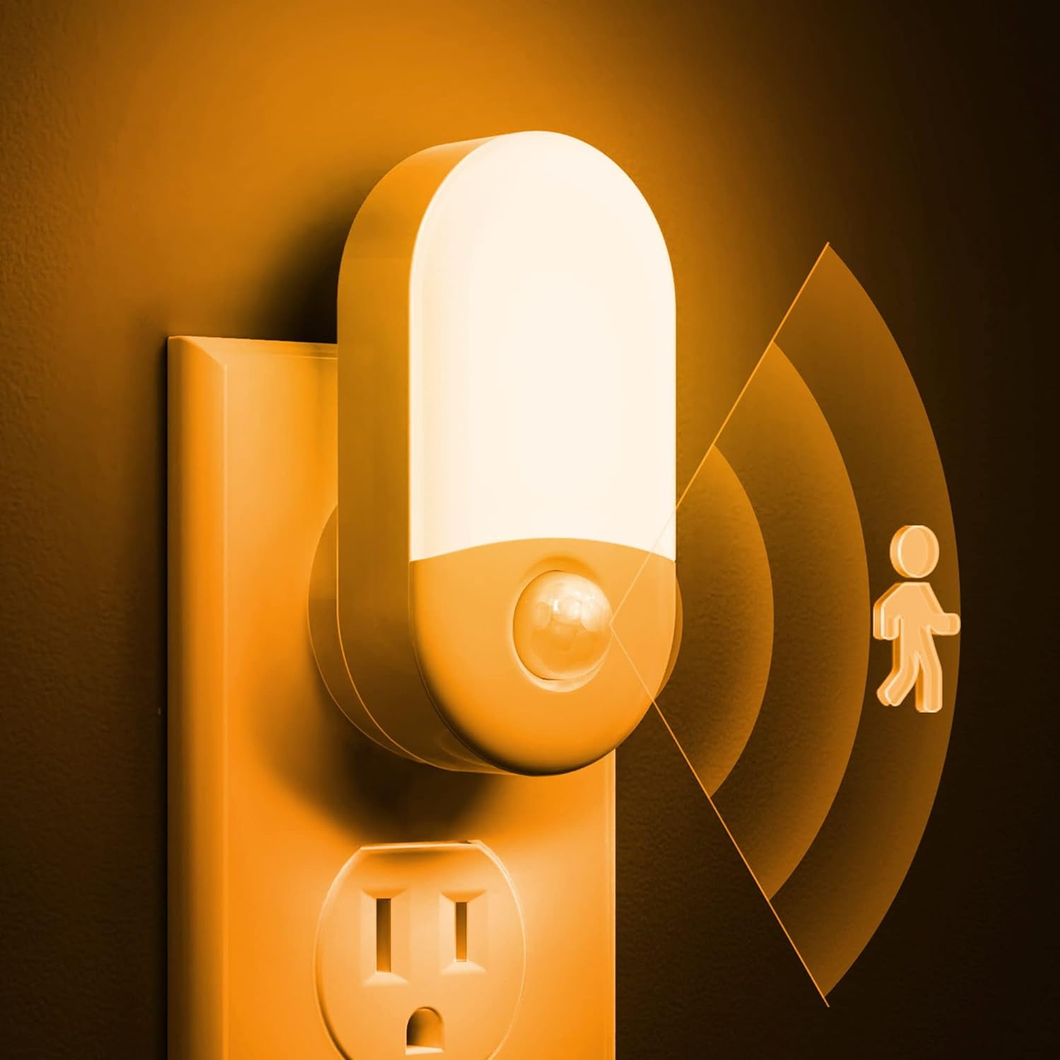 Amber Night Light, 2 Pack, Wall Plug-in Motion Sensor LED Night Light ...