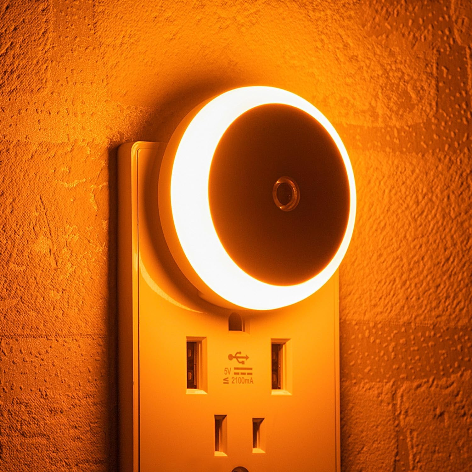 Amber Night Light, Plug in, Small LED Night Light, Dusk to Dawn Sensor ...