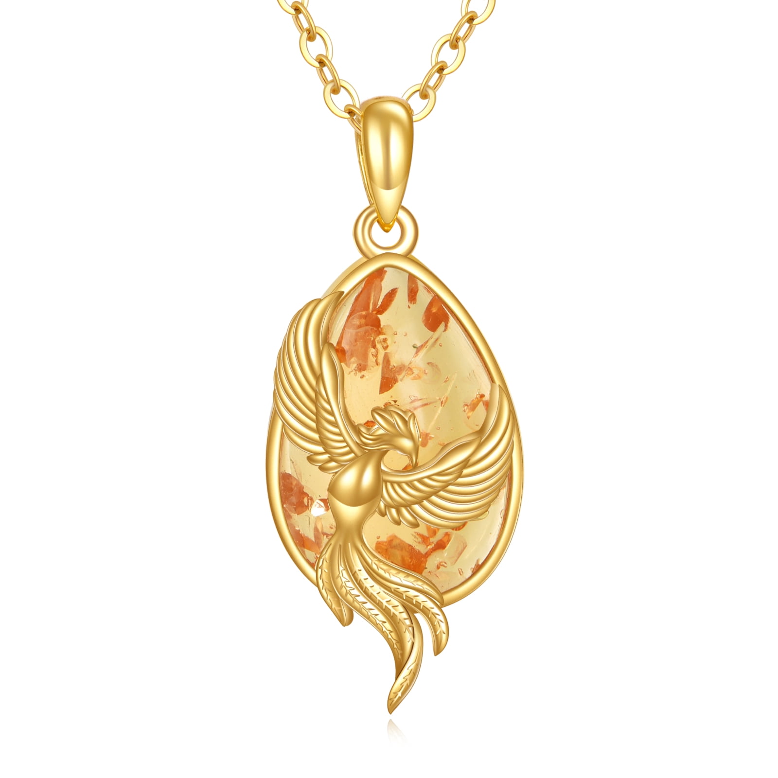 Amber Phoenix Pendant Necklace for Women 925 Sterling Silver Amber ...