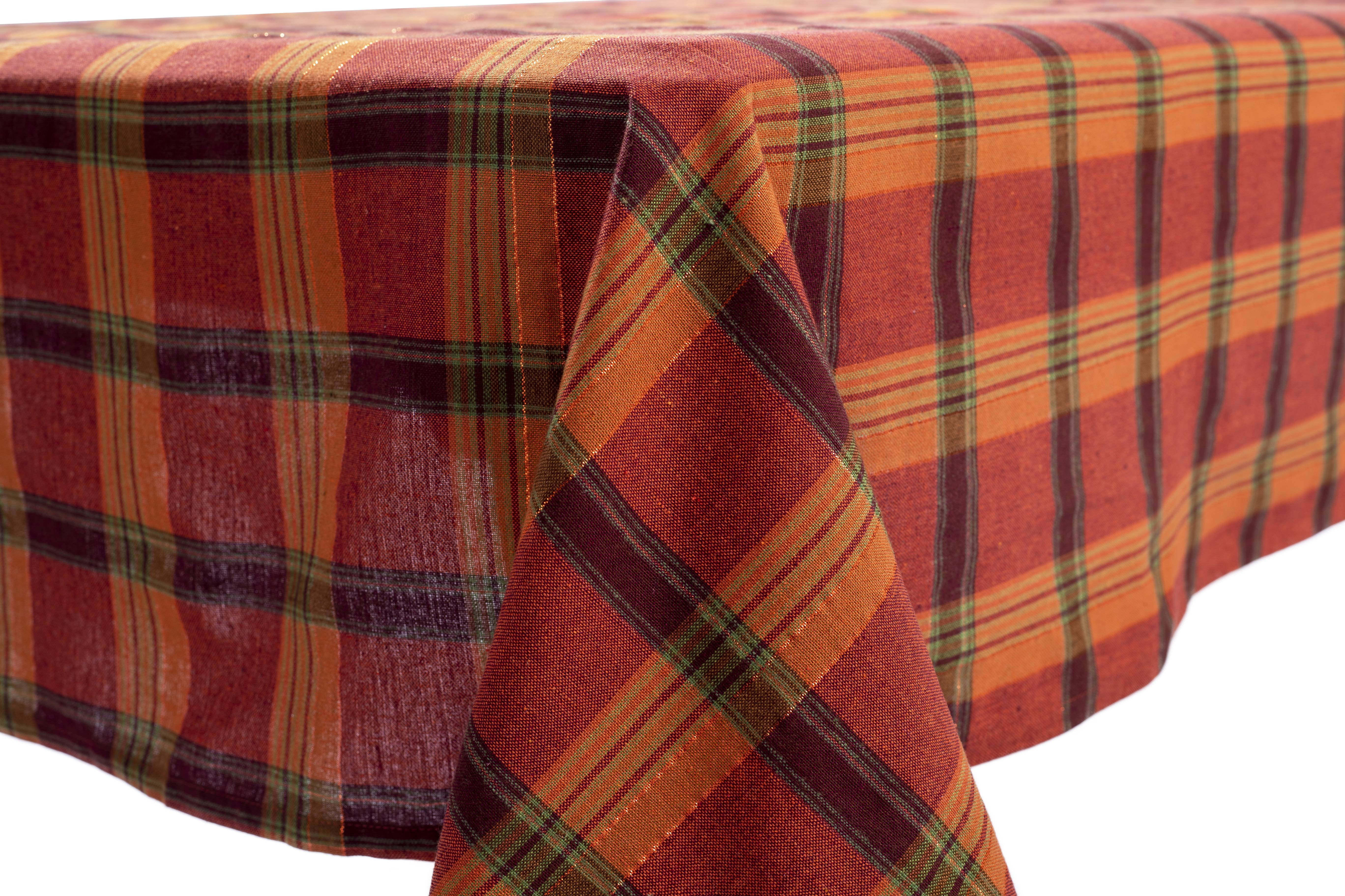 Amber Plaid 100% Cotton Tablecloth, 70" Round - Walmart.com