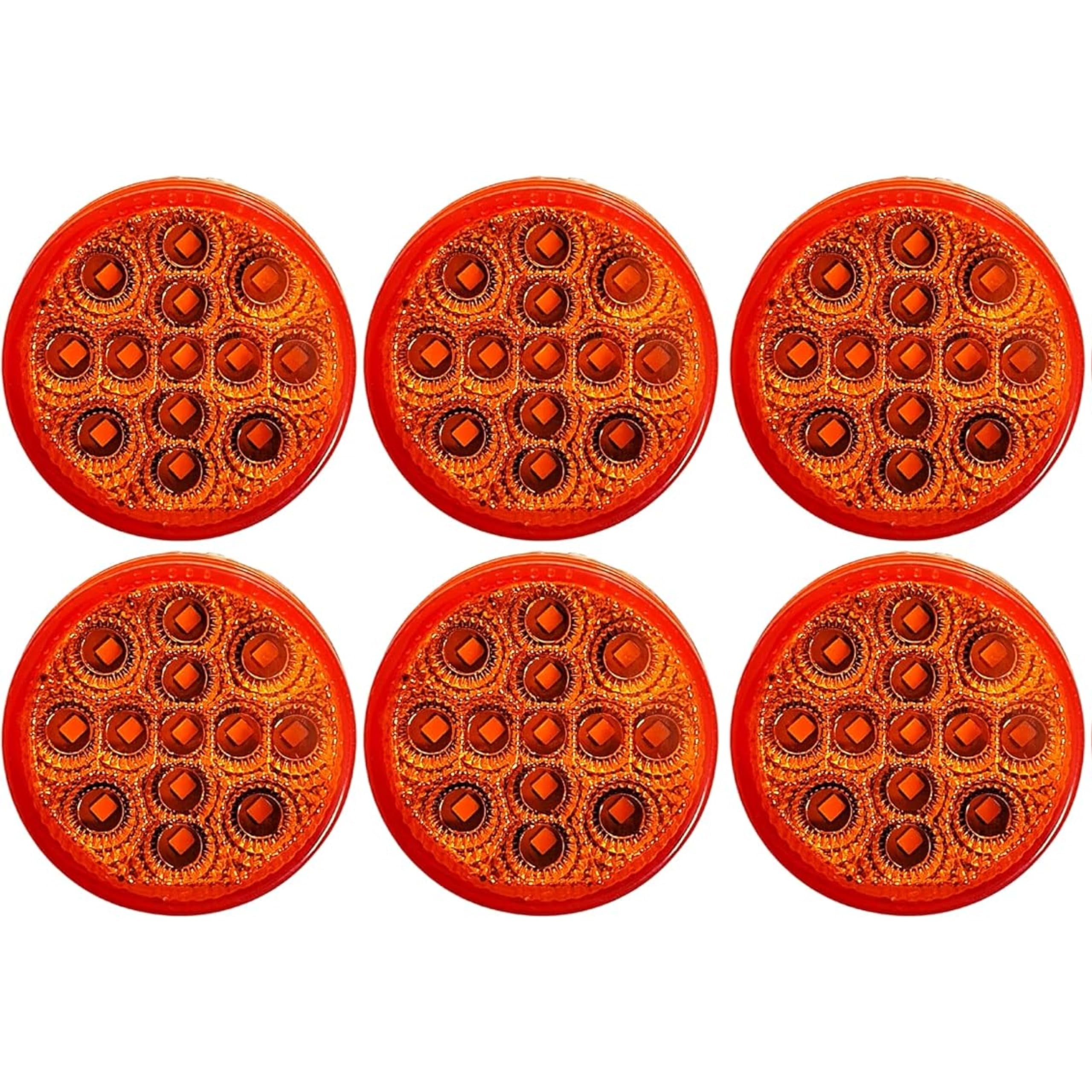 Amber/Red 2.5" Round Led Clearance Side Marker Lights Kit 13 LED Diodes ...
