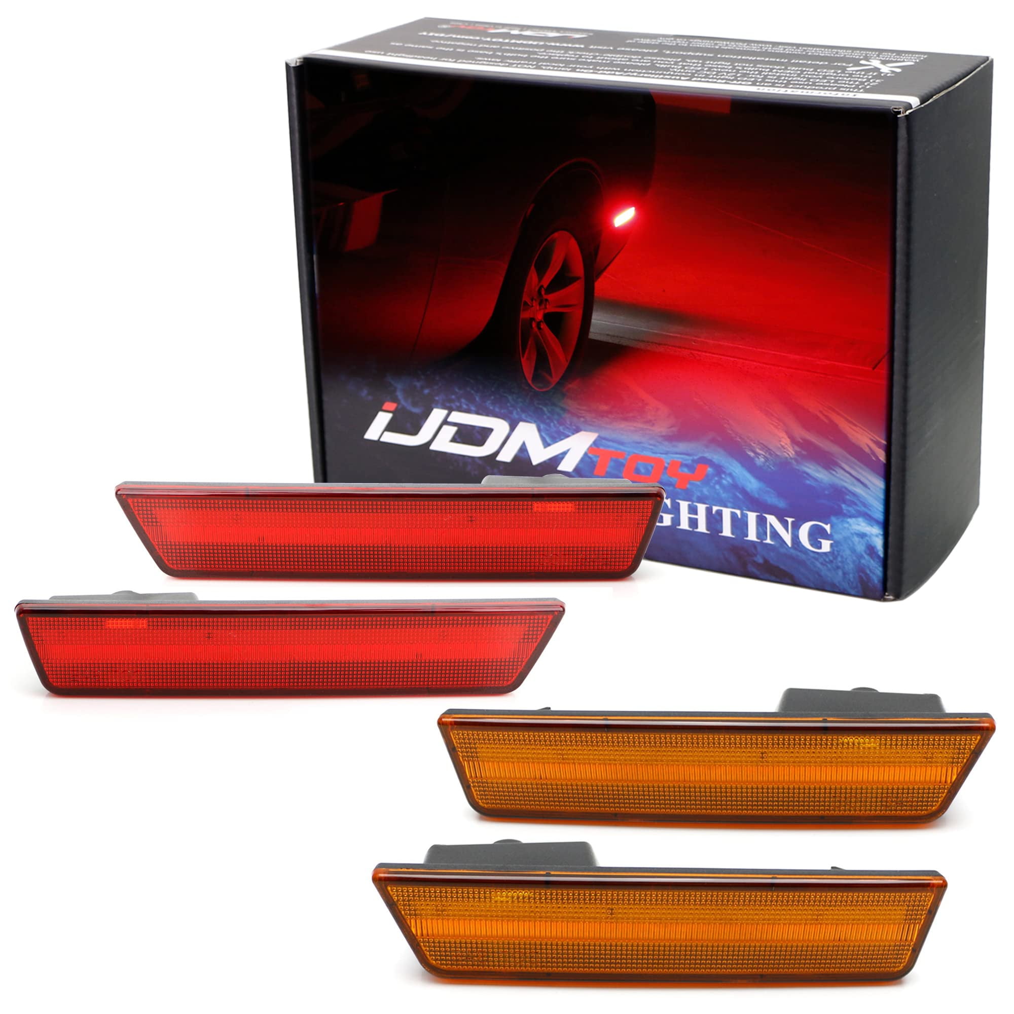 Amber/Red Color Lens with Full LED Strip Built-in Side Marker Light Kit ...