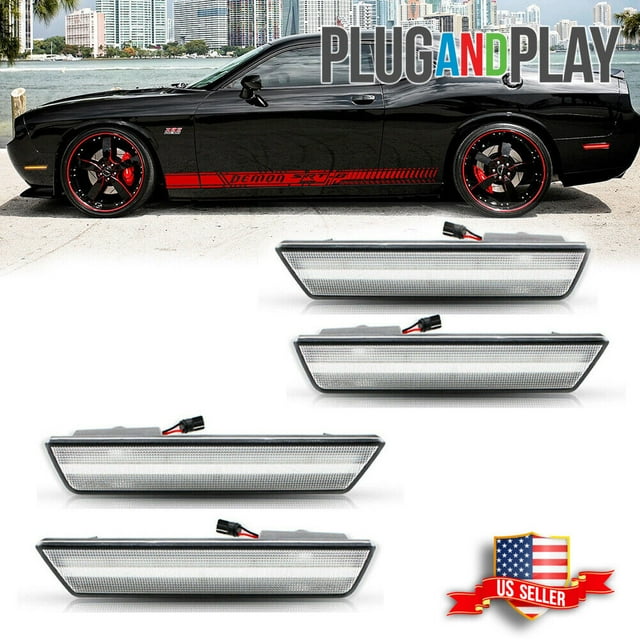 Amber&Red LED Side Marker Indicator Lamp Lights Set For 2008-2014 Dodge ...