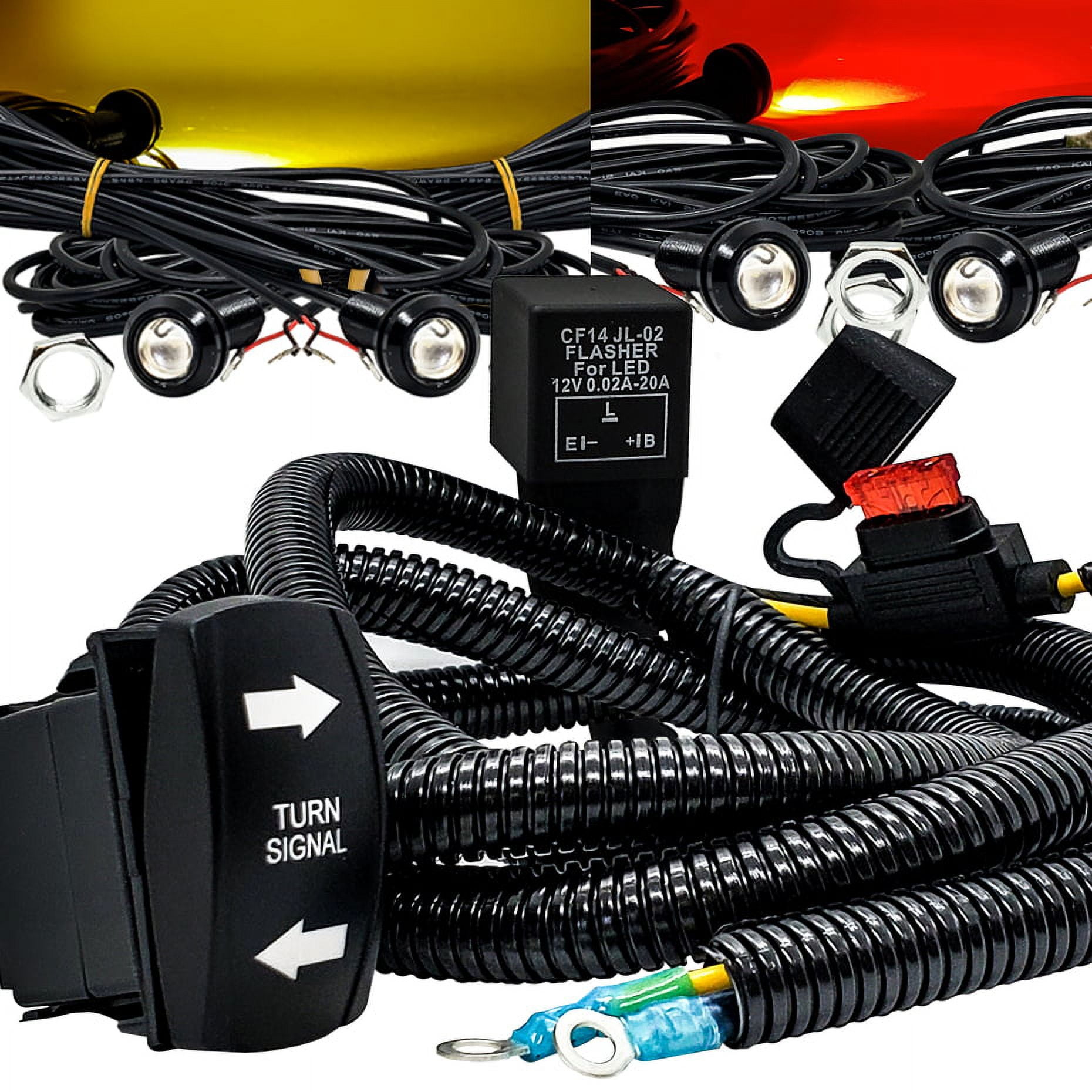 Amber & Red LED Turn Signal Kit Plug & Play Power Bus Bar Distribution ...