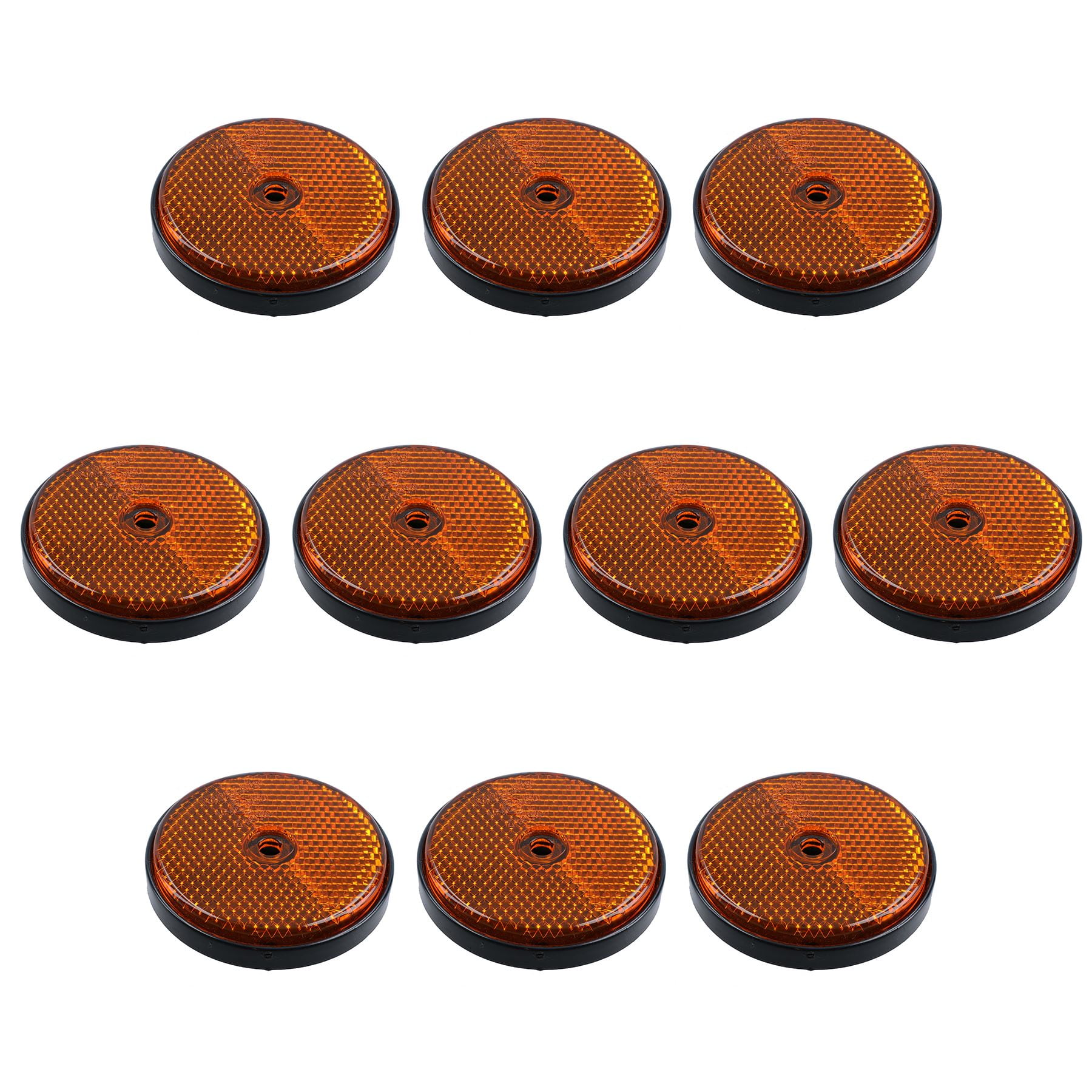 Amber Round Side Reflector Pack of 10 for Trailers Fence / Gate Posts ...