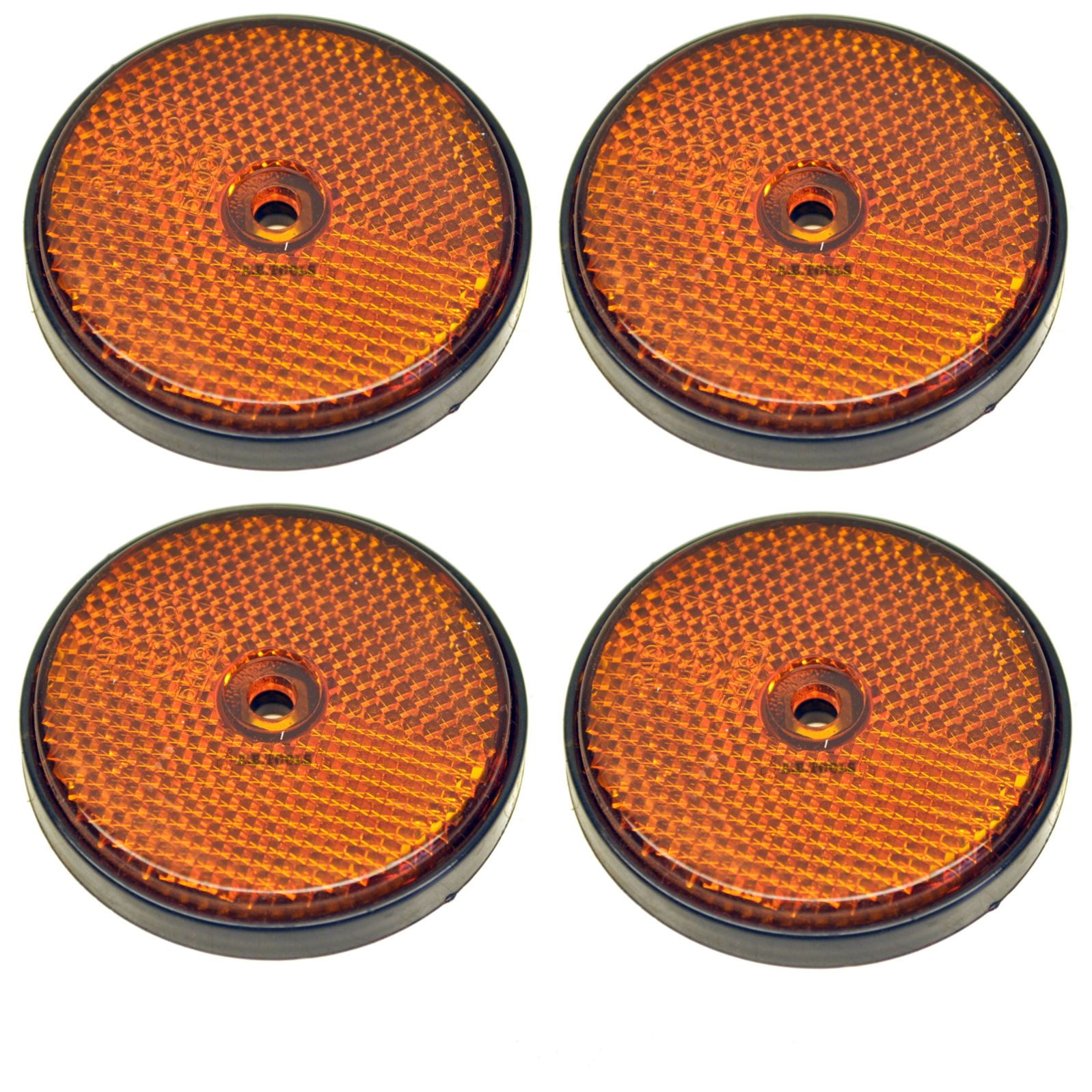 Amber Round Side Reflector Pack of 4 for Trailers Fence / Gate Posts ...