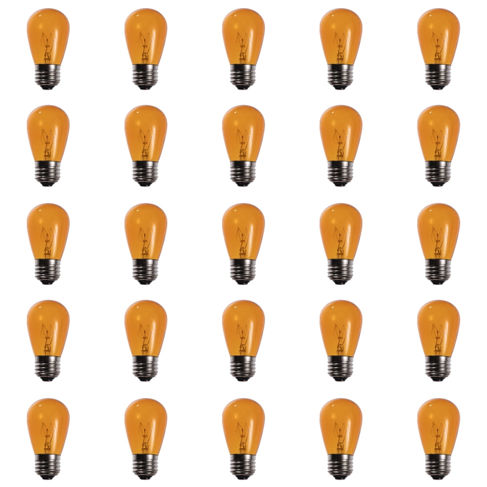Amber S14 Incandescent Bulbs - Box of 25 - Walmart.com