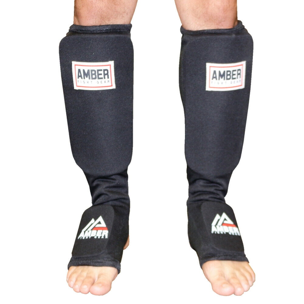Amber Shin Guards Instep Pads MMA Boxing Leg Foot Protector Kickboxing ...
