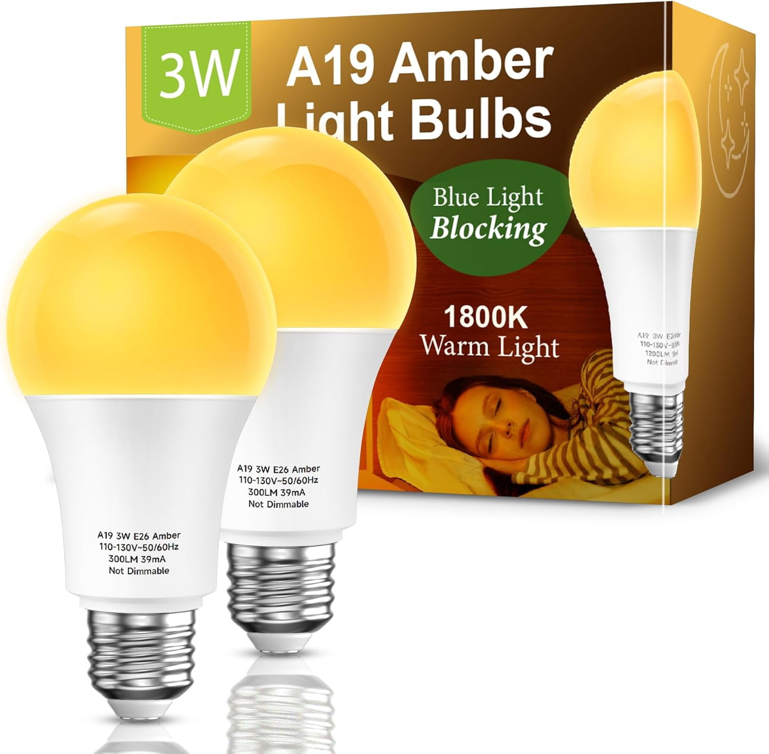 Amber Sleep Bulb: 3 watt amber warm light bulb 1800, blue light ...