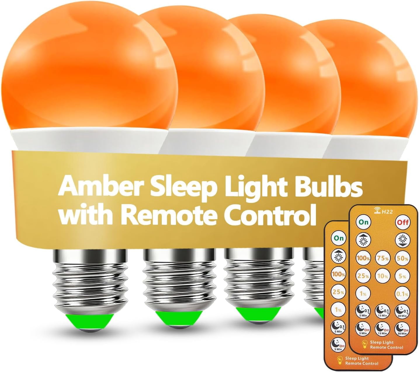Amber Sleep Light Bulbs 1600K with Remote Control, E26 Blue Light ...