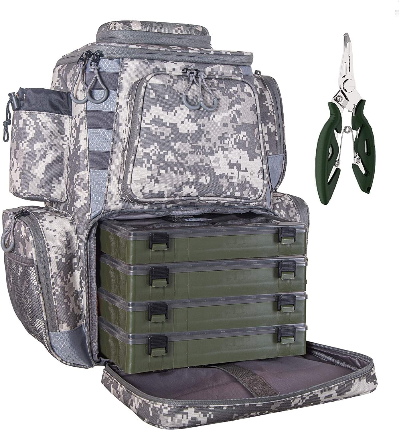 Amber Sporting Goods Fishing Backpack, Waterproof Tackle Bag, Includes ...