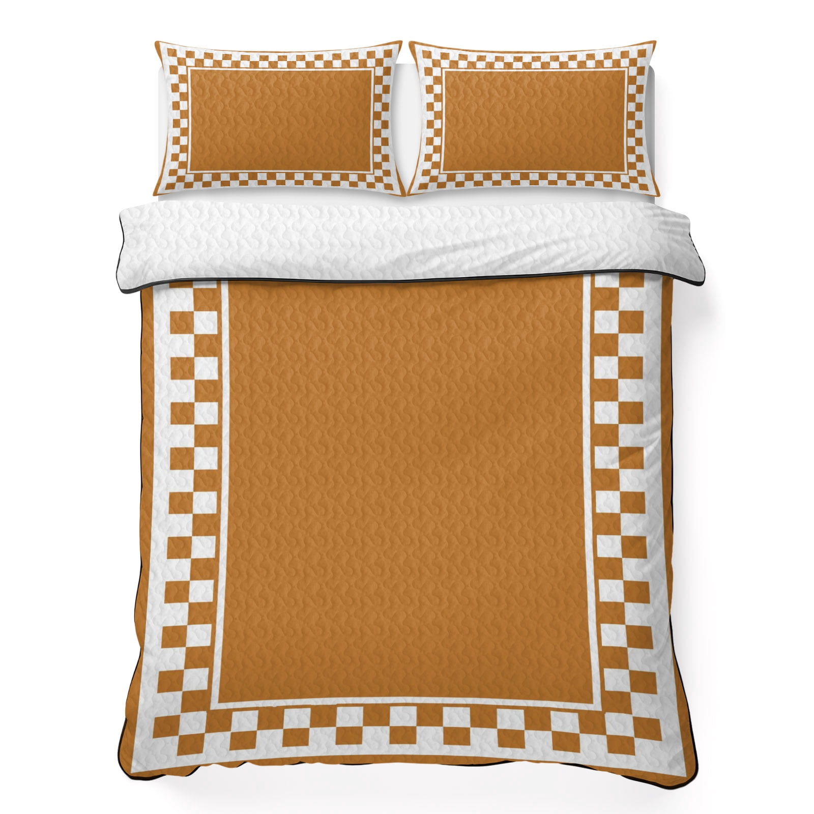 Amber Square 3 Piece Quilt Bedding Set with 2 Pillow Shams, Graphic ...