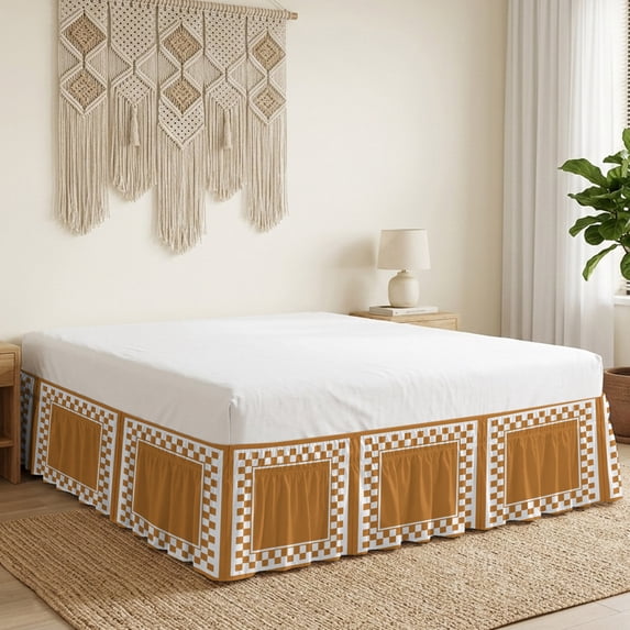 Amber Square Bed Skirt California King Size 18 Inch Drop, Graphic Retro ...