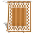 Amber Square Shower Curtain, Graphic Retro Orange White Checkered ...