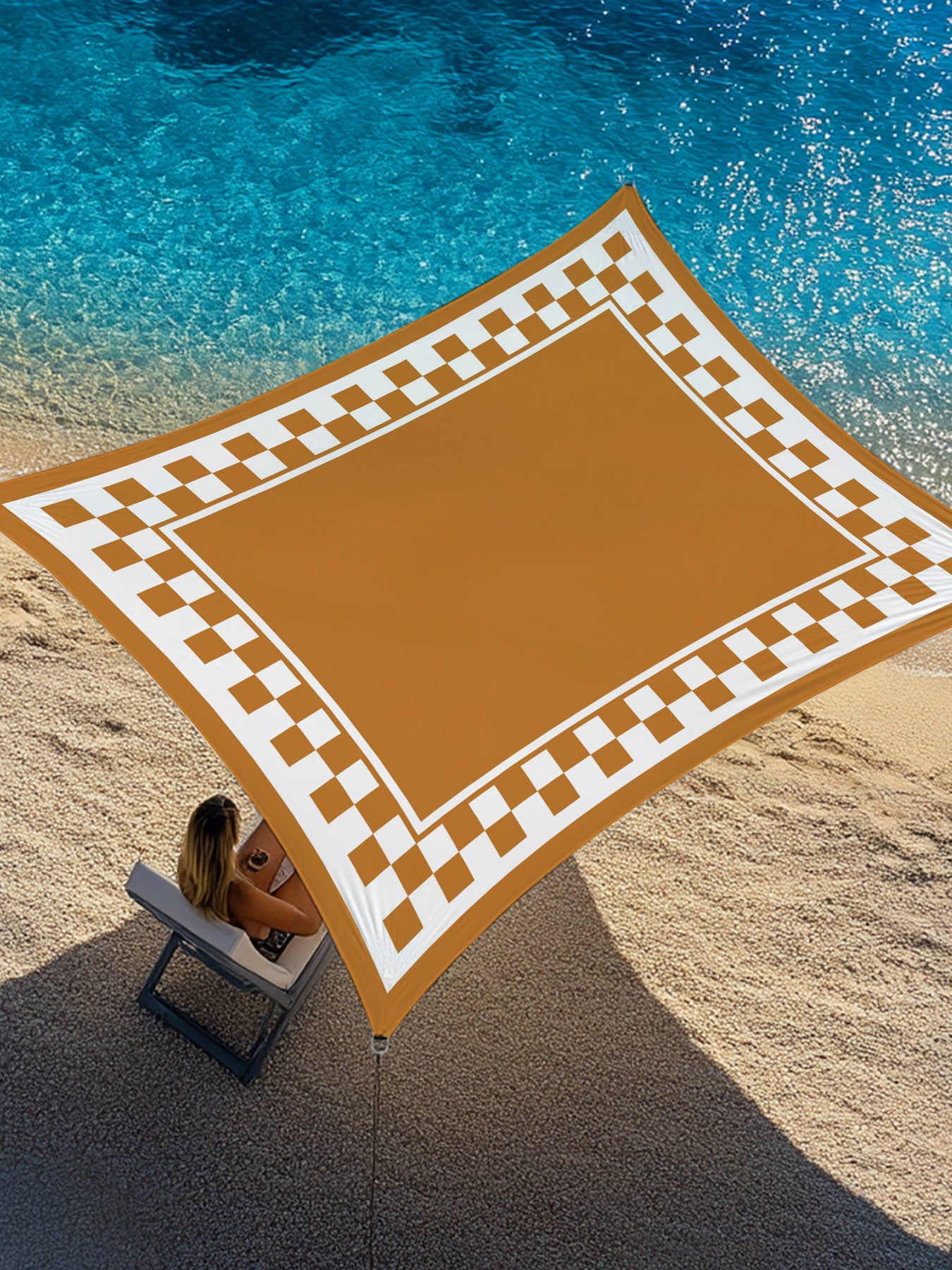 Amber Square Sun Shade Sail 8' x 10', Graphic Retro Orange White ...