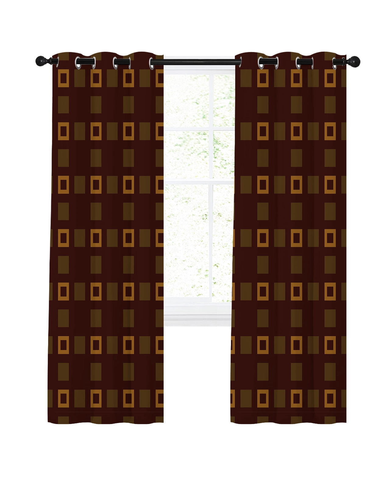 Amber Squares Blackout Curtains for Bedroom Living Room, Minimalist ...