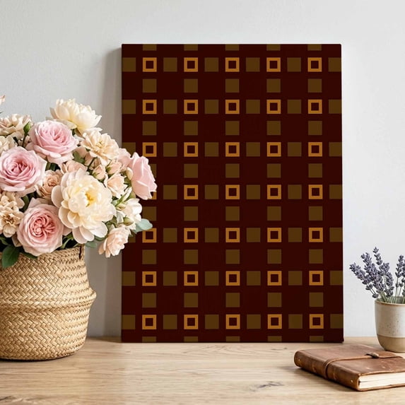 Amber Squares Canvas Wall Art for Living Room, Minimalist Grid Brown ...