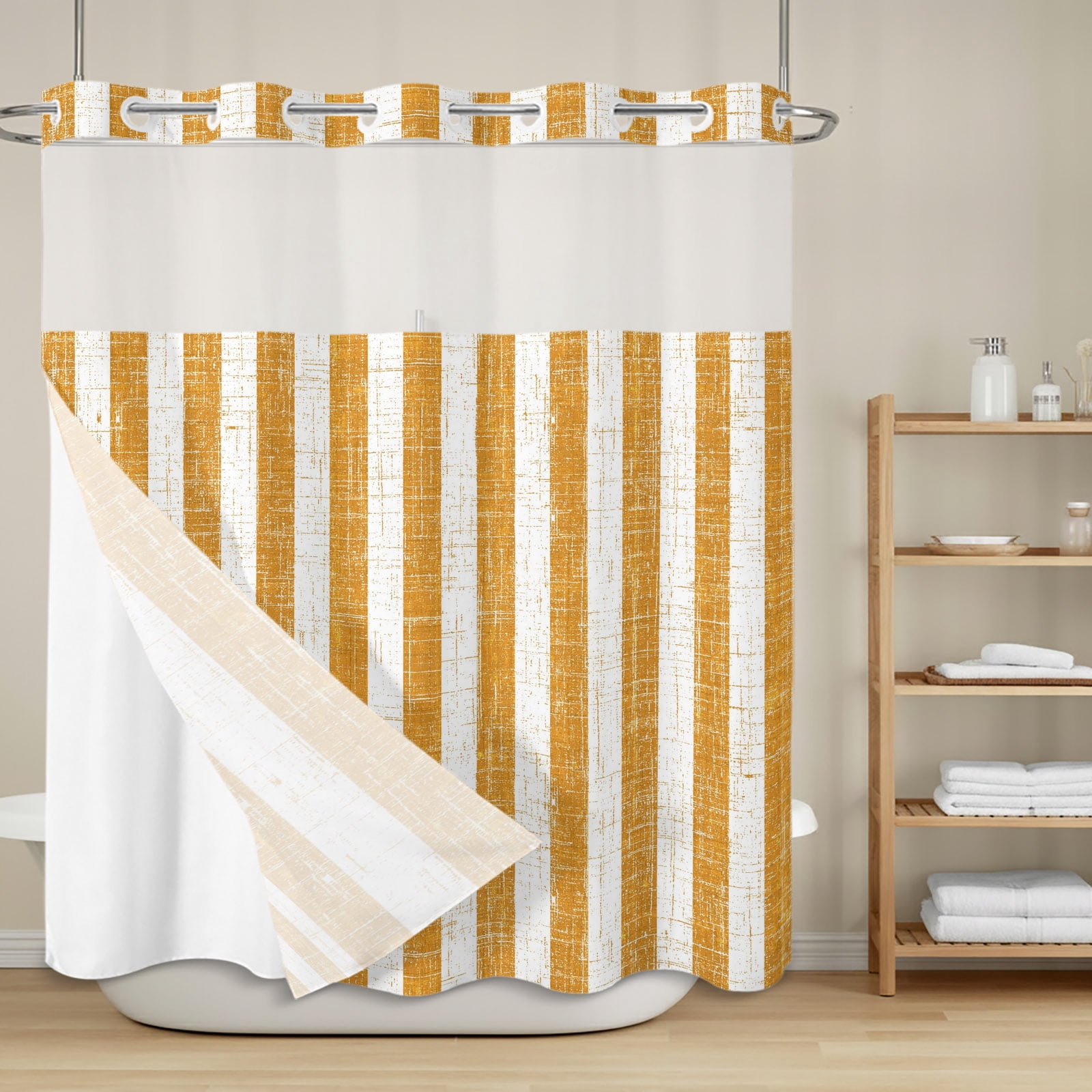 Shower Curtain With Snap On Liner
