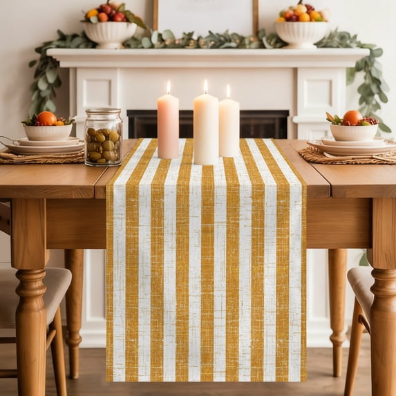 Amber Stripes Table Runner, Modern Abstract Linens Farmhouse Washable ...
