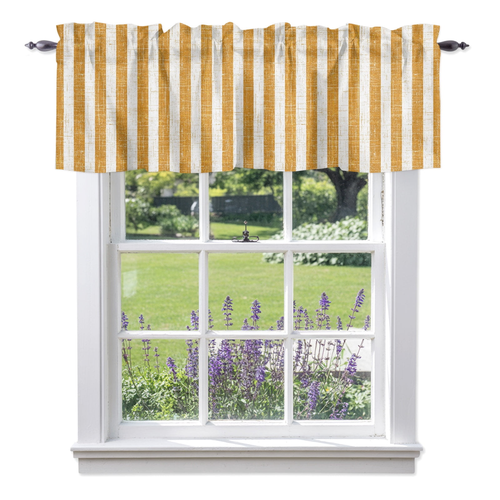 Amber Stripes Valances for Windows Modern Abstract Linens Farmhouse Rod ...