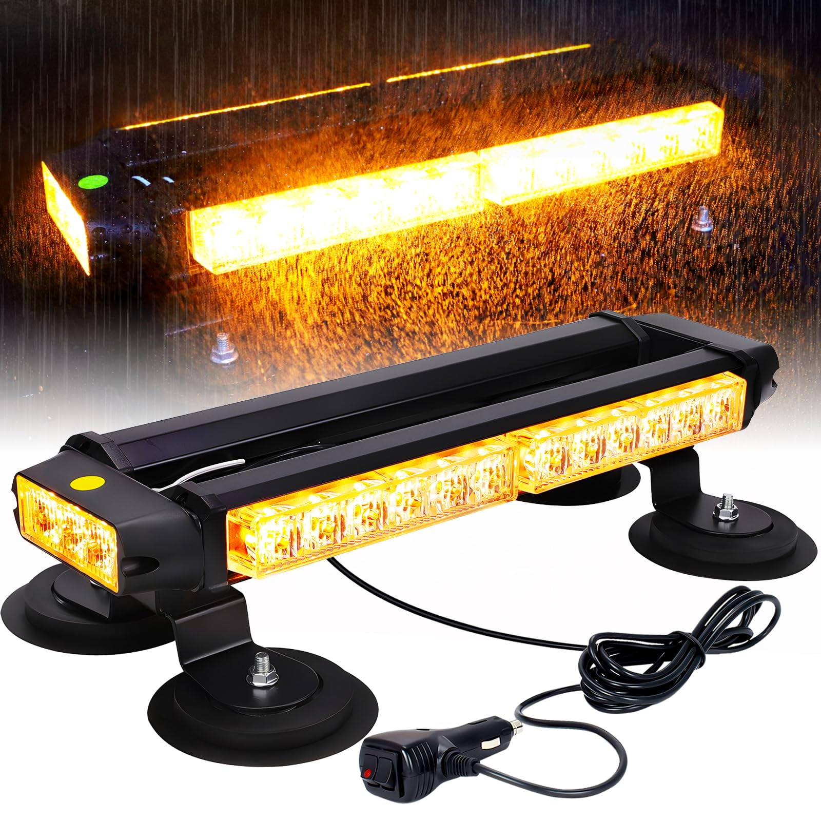 Amber Strobe Light Bar for Trucks - MIRUNNY 15Inch Waterproof Double ...