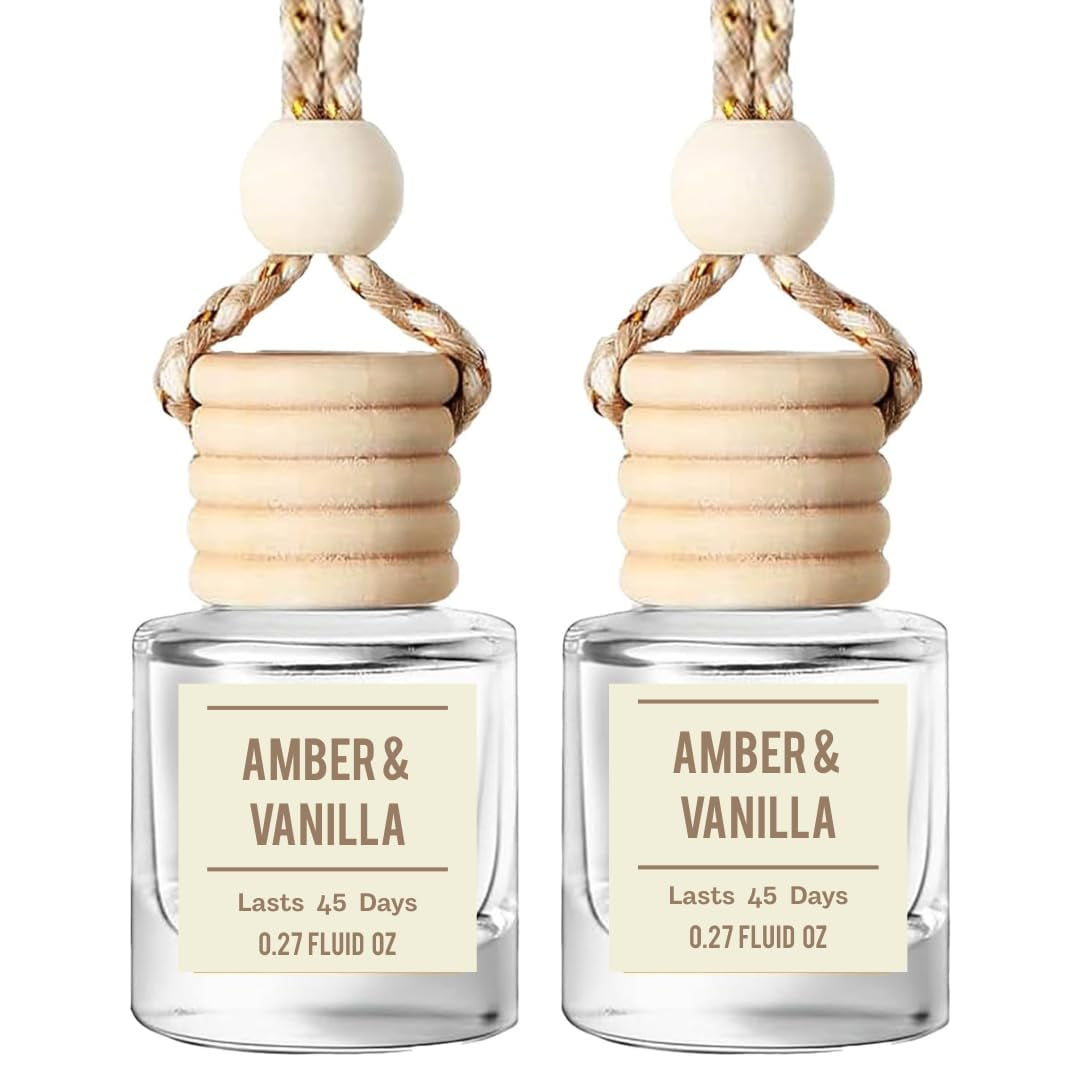 Amber & Vanilla Hanging Car Air Freshener – Long Lasting Essential Oil ...