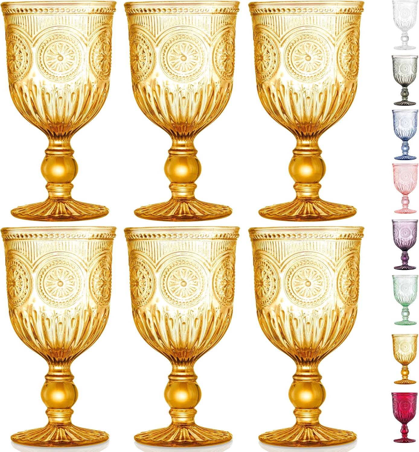 Amber Wine Glasses, set of 6 Glass Goblets made with Amber Glass (not ...