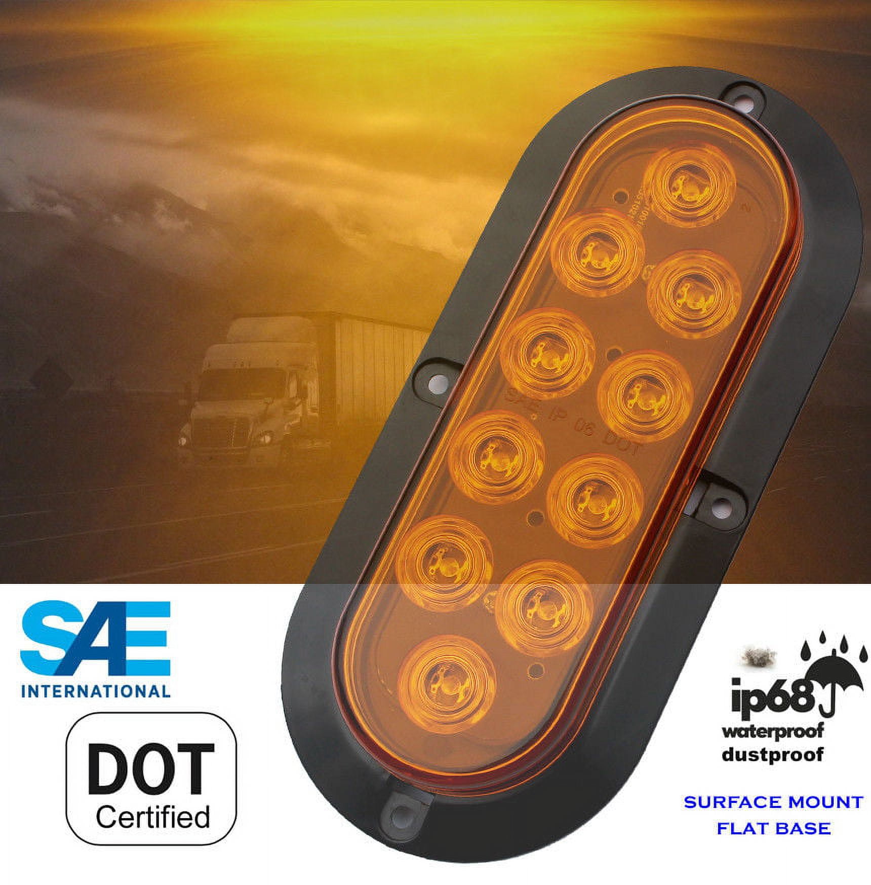 LED Light 6 Oval - Waterproof Mount Turn Tail Signal - Walmart.com
