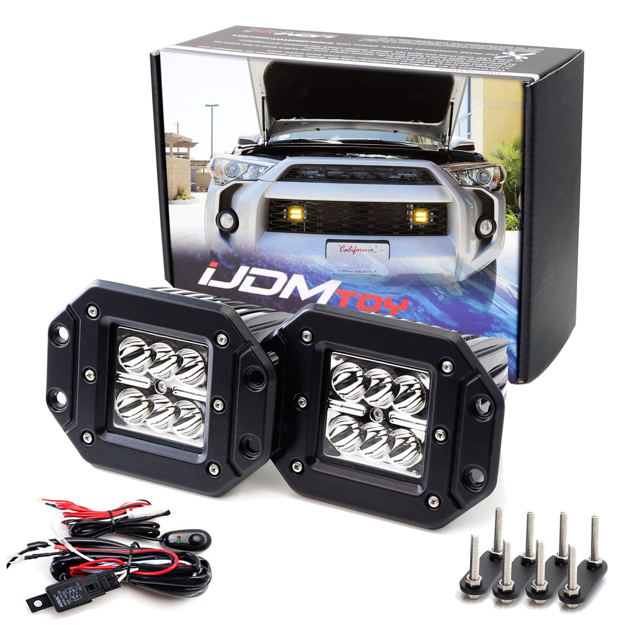 Amber Yellow Flush Mount LED Pod Lamp Kit For Truck/SUV, Includes (2 ...