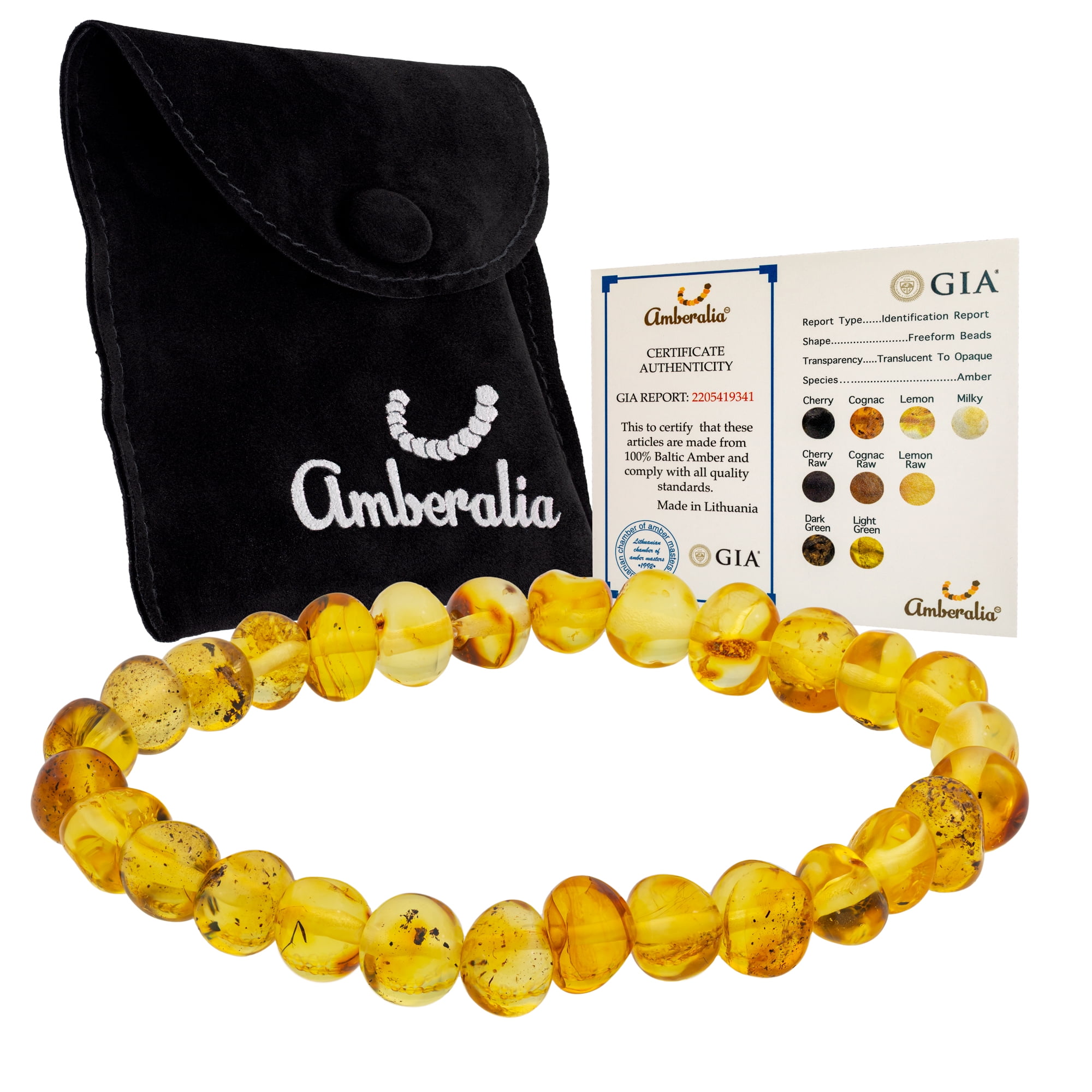 Amberalia Elastic Baltic Amber adult bracelet, GIA Certificated Amber ...