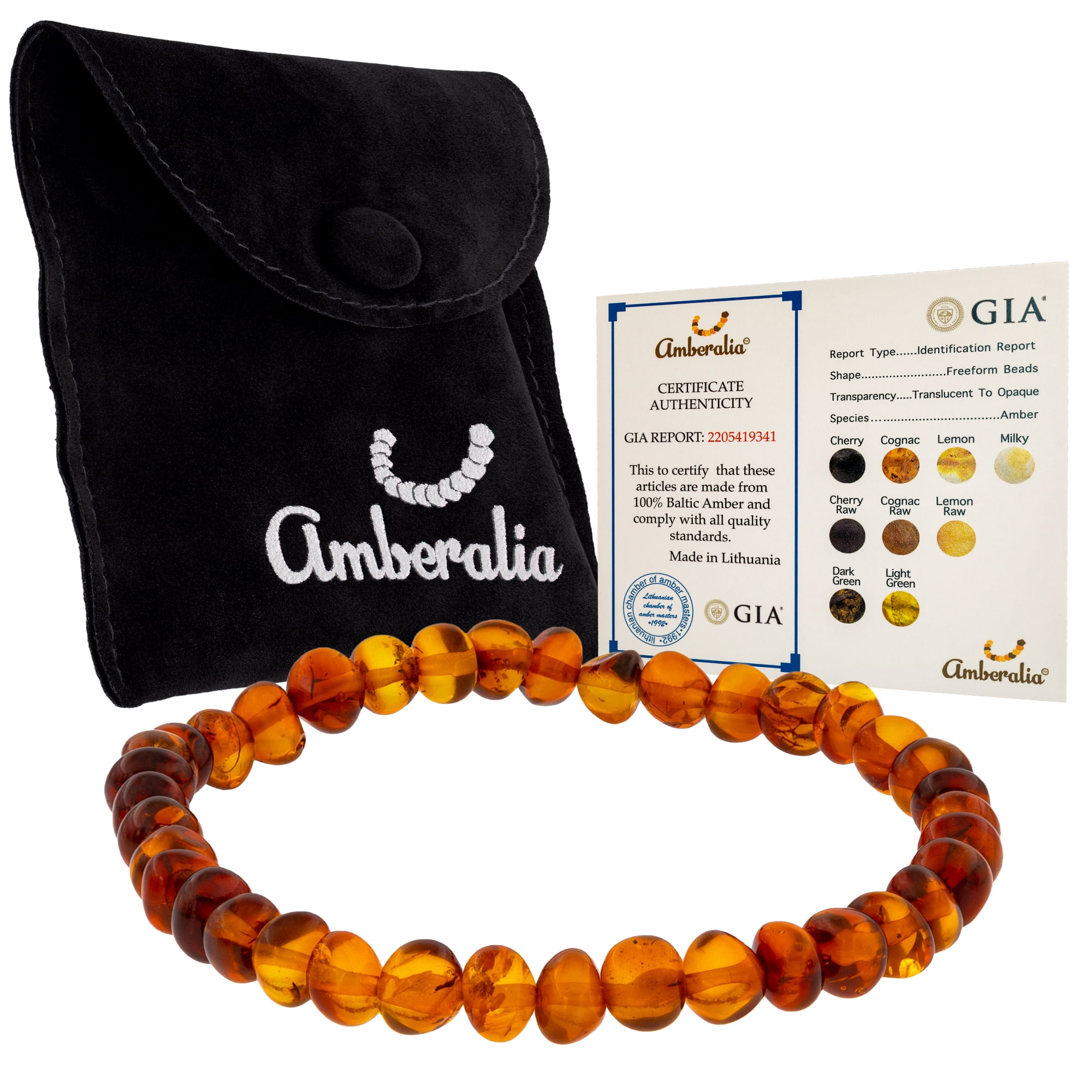 Amberalia Elastic Baltic Amber adult bracelet, GIA Certificated Amber ...