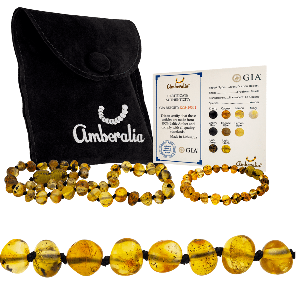 Amberalia Set of Amber Necklace 13" (33cm) ands Amber Bracelet 5.5 ...