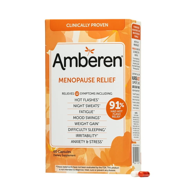 Amberen Multi-Symptom Menopause Supplements for Women, Night Sweats ...