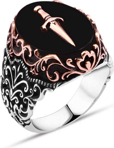 Amberkan Onyx Stone Sword Men's Ring - Walmart.com