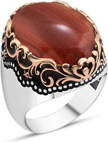 Amberkan Plain Agate Stone Men's Ring - Walmart.com