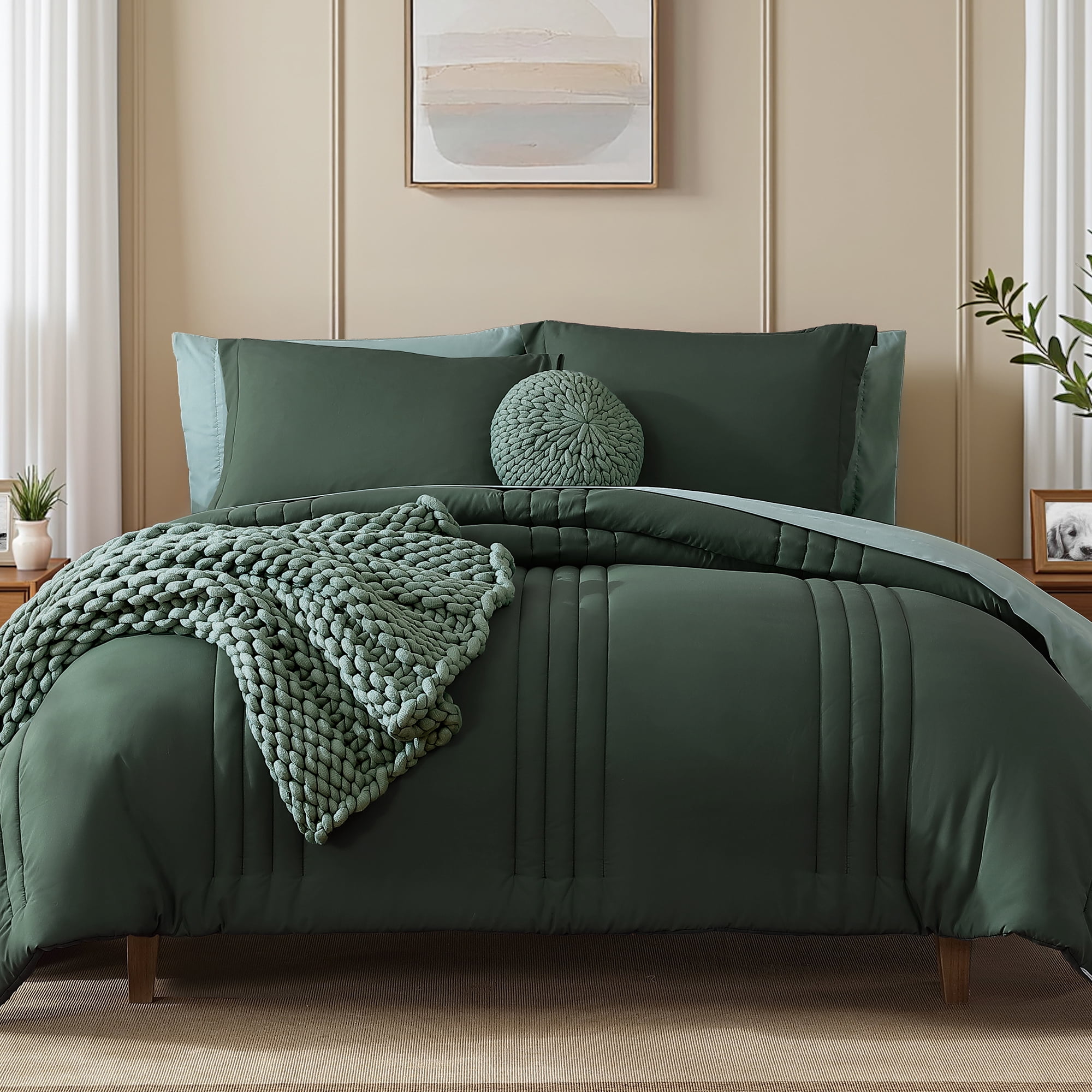 Amberspace Full Comforter Set - 7-Piece Deep Forest Bed in a Bag, Full ...