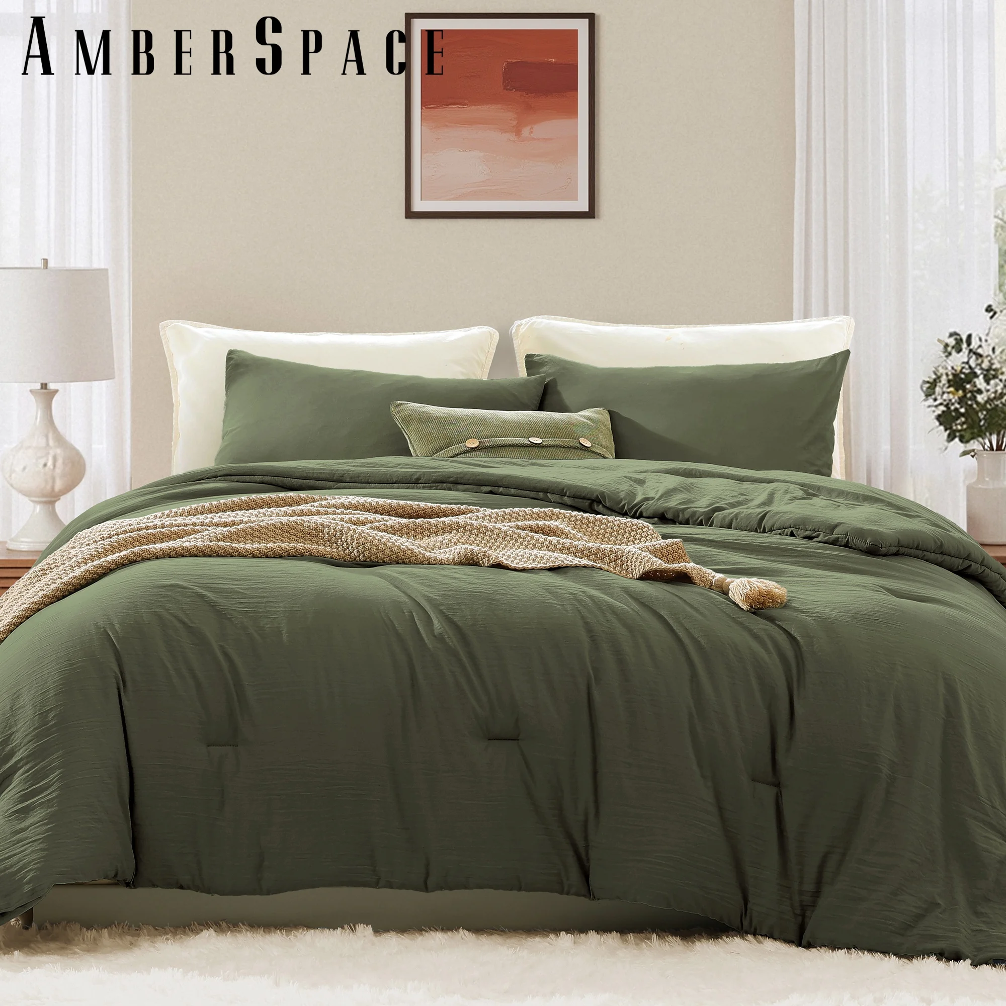 Amberspace Prewashed fabric 3-piece Bed in a Bag Comforter Set with ...