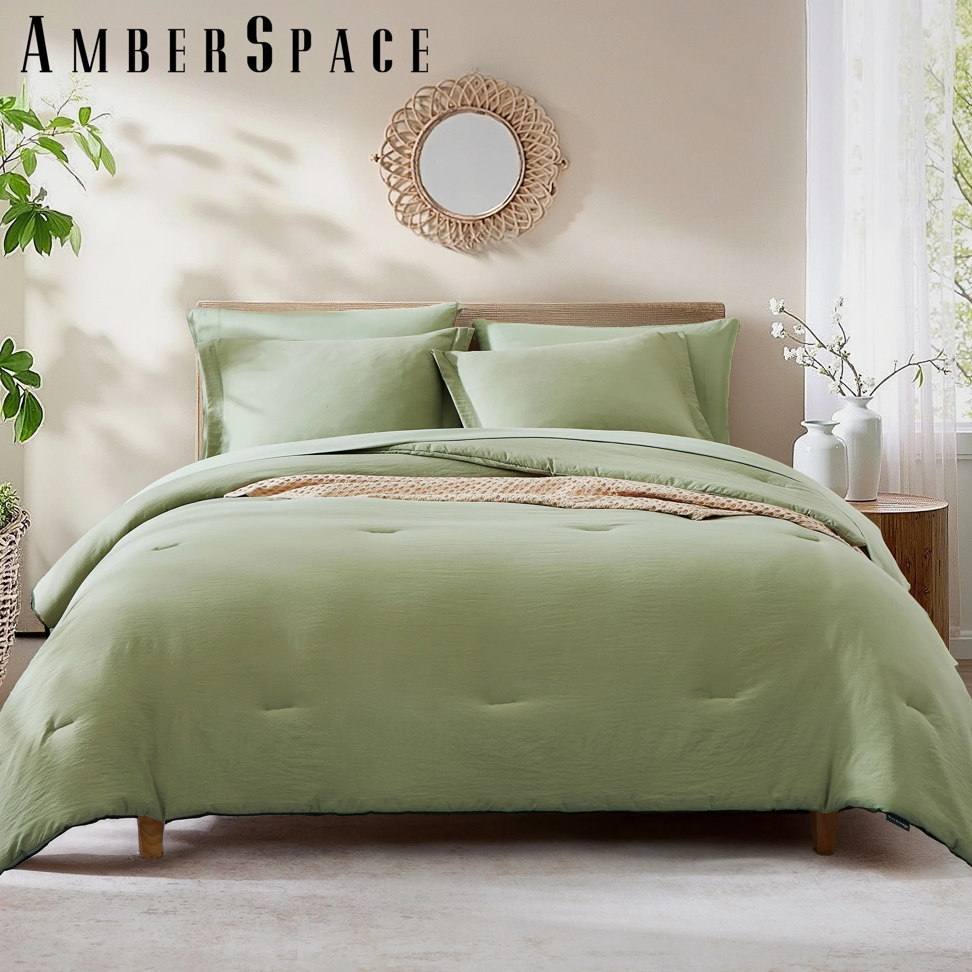 Amberspace Prewashed fabric 7-piece Bed in a Bag Comforter Set with ...
